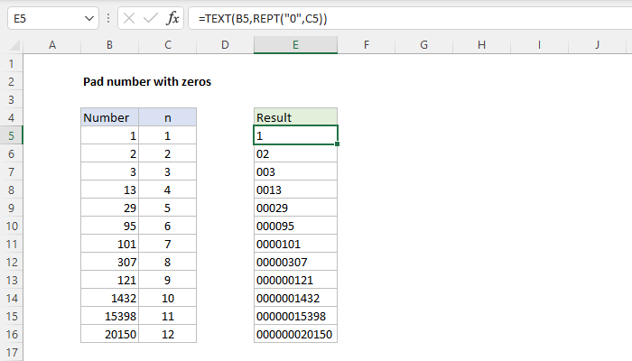 Excel Formula Pad A Number With Zeros Exceljet Excel Formula Pad A Number With Zeros Exceljet
